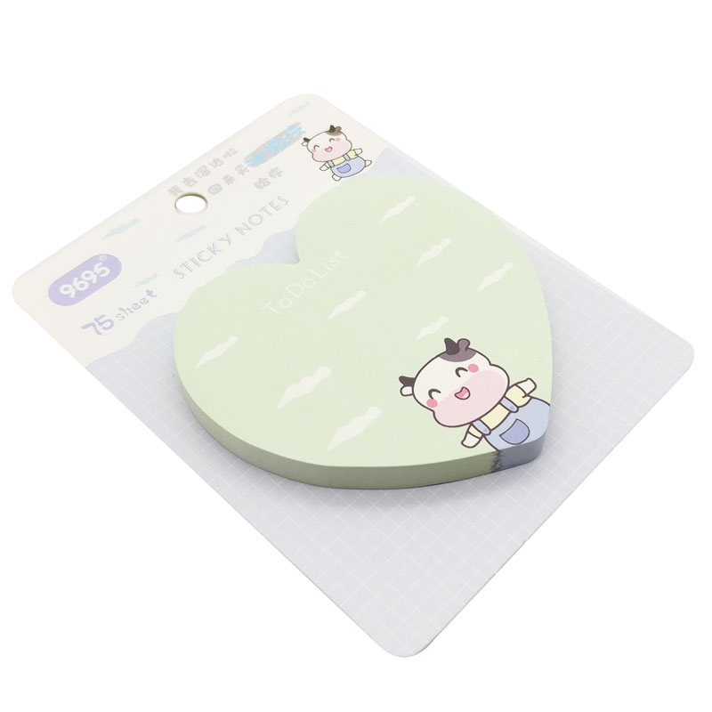 Giấy Note Hình Trái Tim 80 x 70 mm 9695-9057 - Màu Xanh Lá - Bò Sữa (75 Tờ)