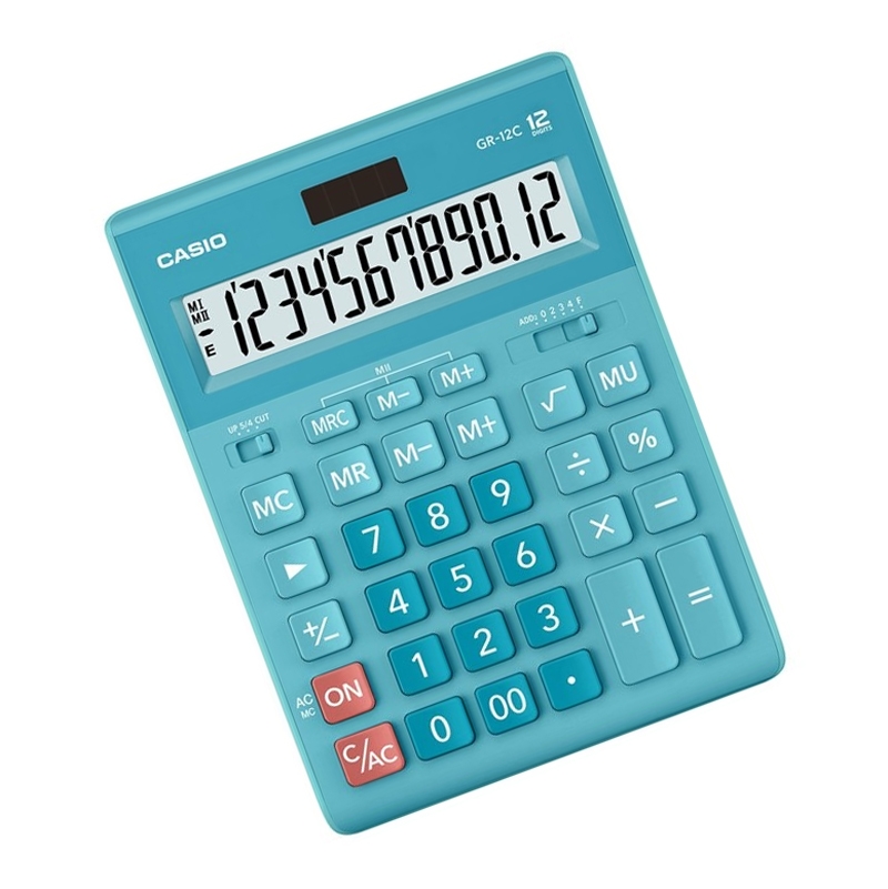 Máy Tính Văn Phòng Casio GR-12C-LB - Xanh Ngọc