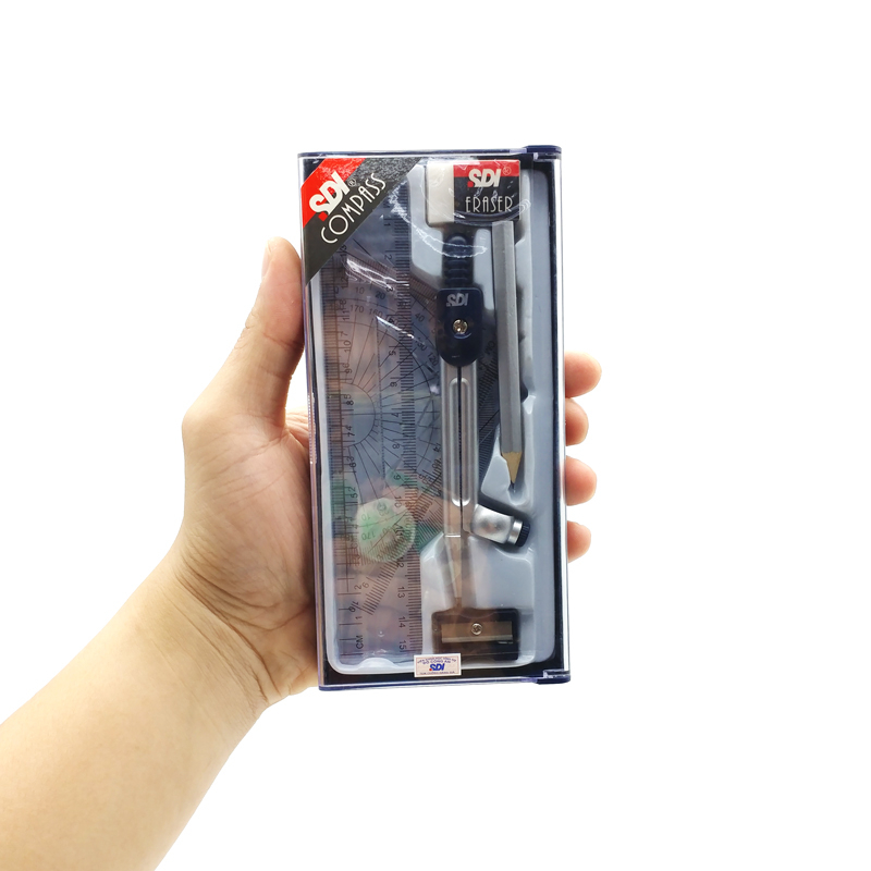 Bộ Compa 8 Món - Bút Chì Gỗ - SDI 0603A - FAHASA.COM