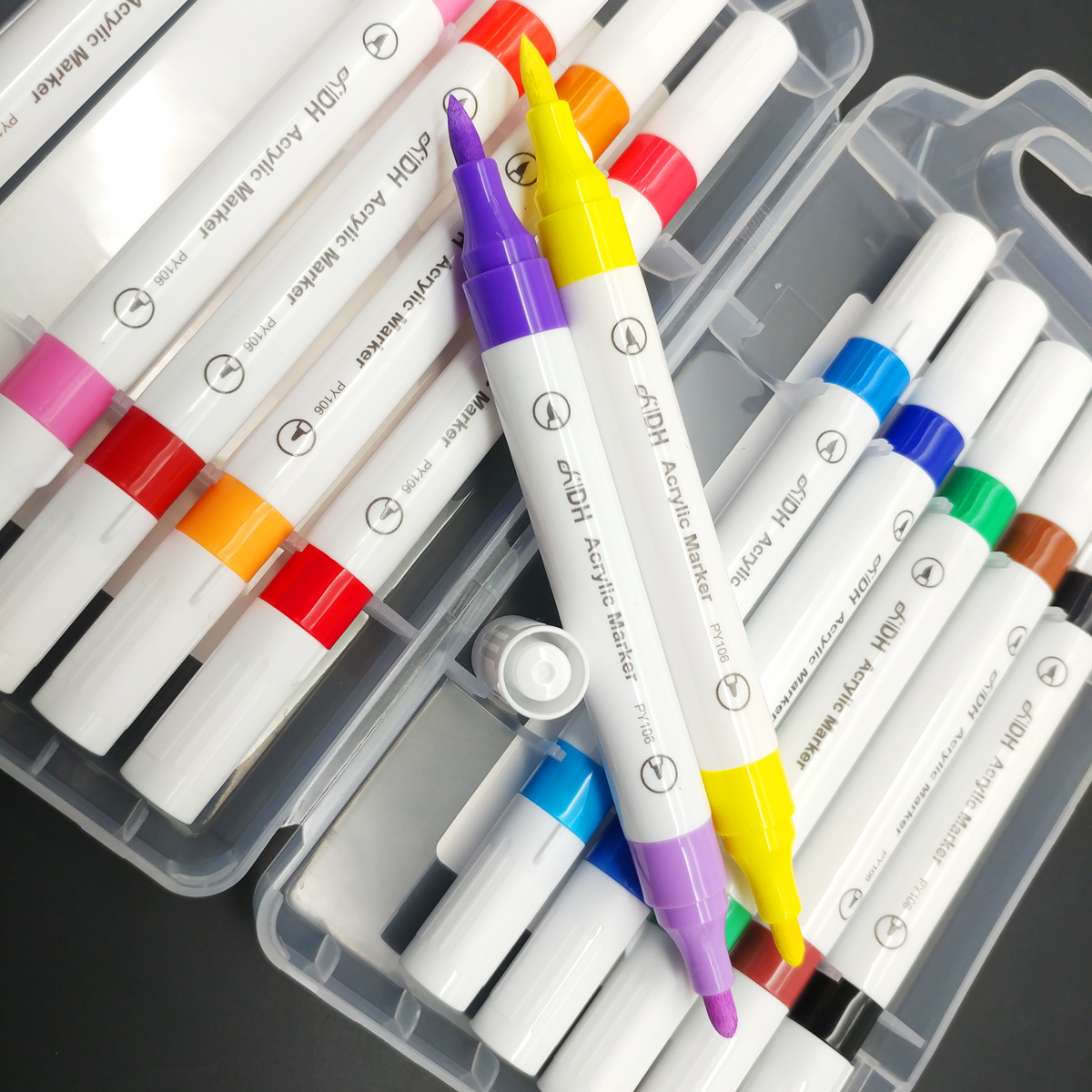 Hộp 12 Bút Lông Màu 2 Đầu Acrylic Marker Pen - DH PY106 - FAHASA.COM