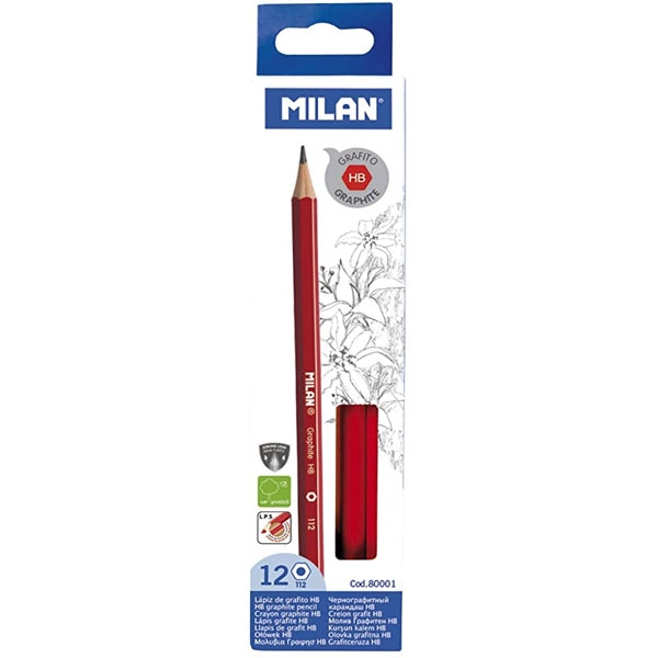 Hộp 12 Bút Chì Gỗ HB Milan Graphite 80001 - Thân Đỏ - FAHASA.COM