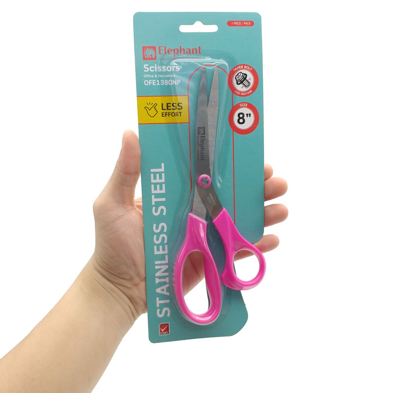 Kéo Văn Phòng 8 Inches - Elephant OFE1380NP - Màu Hồng - FAHASA.COM