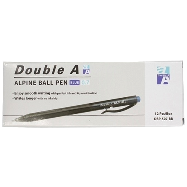 Hộp 12 Bút Bi Bấm Alpine Ball 0.7 mm - Double A DBP-507-BB - Mực Xanh ...
