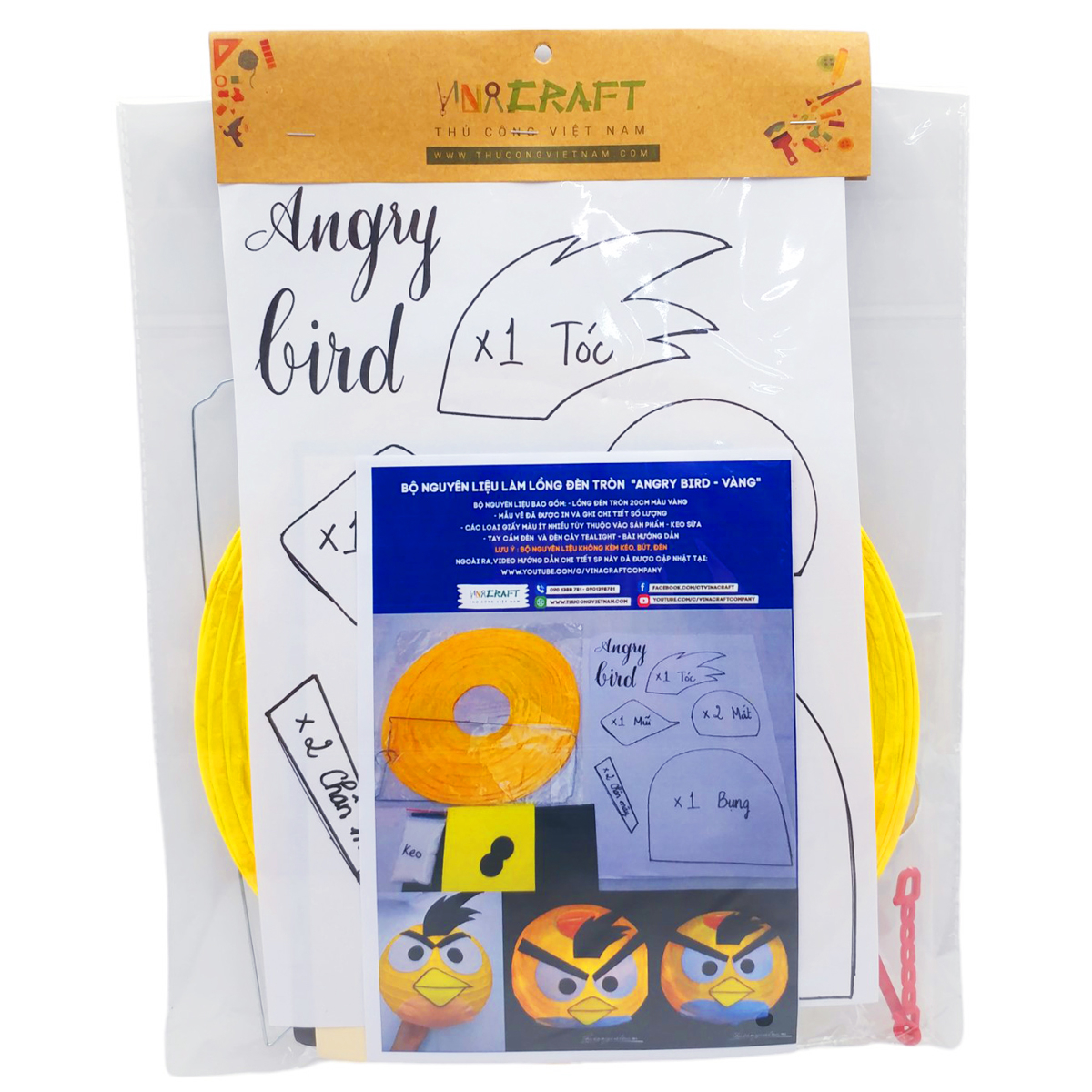Bộ Nguyên Liệu Làm Lồng Đèn Tròn 30 cm Vinacraft - Angry Bird - FAHASA.COM