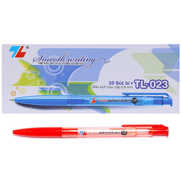 Hộp 20 Bút Bi 0.8 mm Thiên Long TL-023 - Mực Đỏ
