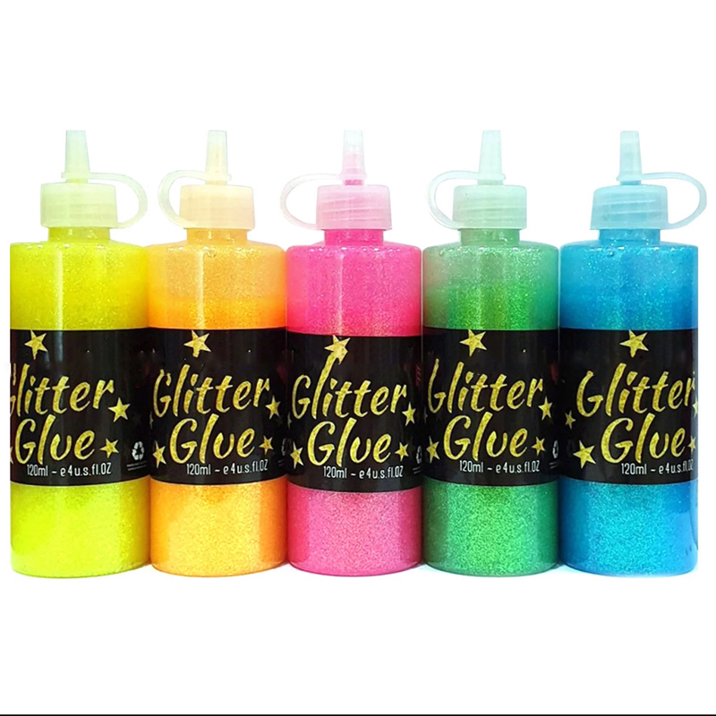 Bộ 5 Màu Vẽ Neon Glitter Glue 120ml Colormate - FAHASA.COM