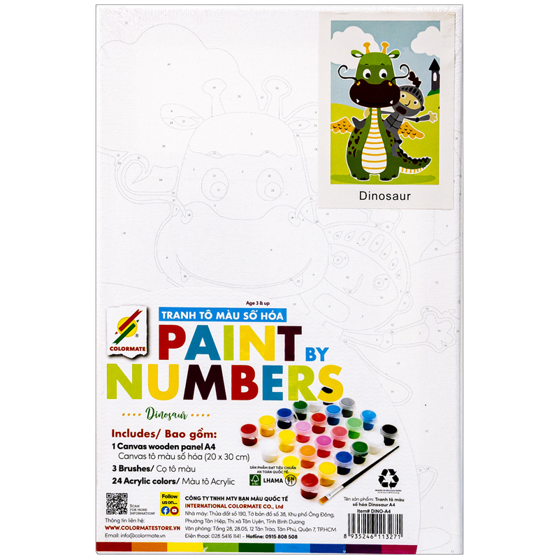 Tranh Tô Màu Số Hóa A4 Paint By Numbers - Colormate DINO-A4 - Dinosaur ...