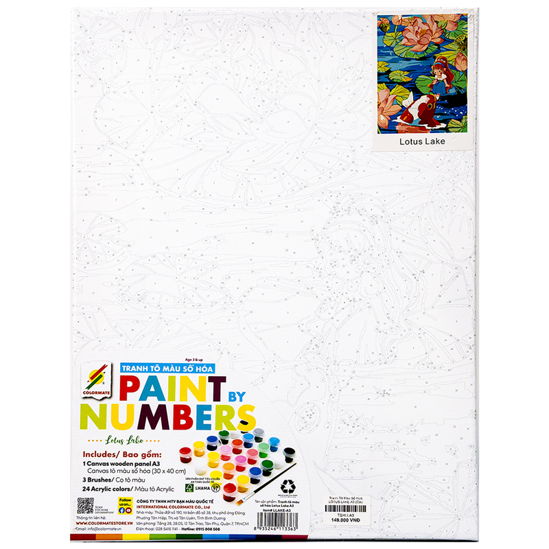 Tranh Tô Màu Số Hóa A3 Paint By Numbers - Colormate LLAKE-A3 - Lotus Lake