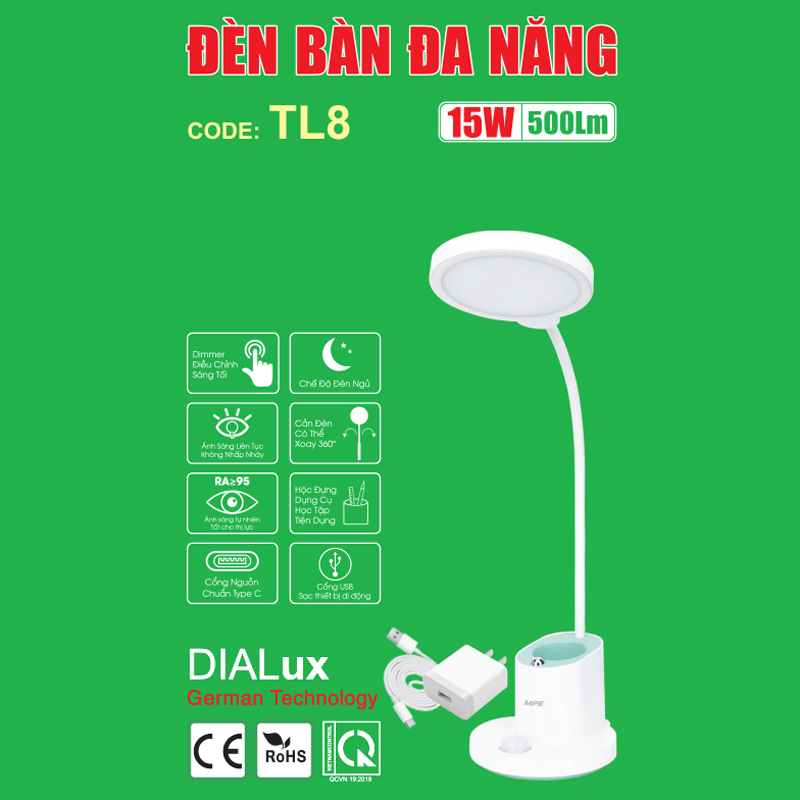 Đèn Bàn Đa Năng - MPE TL8 - FAHASA.COM