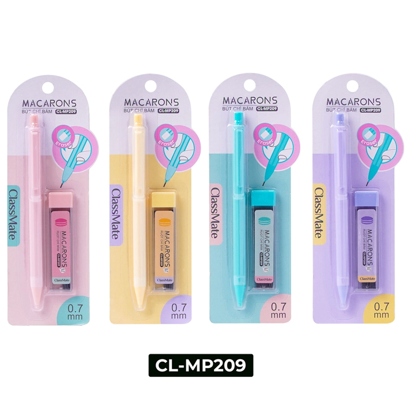 Bộ Bút Chì Bấm 0.7 mm + Lõi Chì Macarons - ClassMate CL-MP209 - Màu Vàng - FAHASA.COM