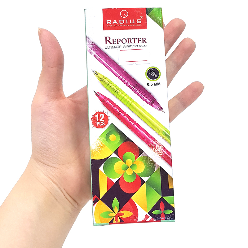 Hộp 12 Bút Bi Bấm Reporter 0.5 mm - Radius - Mực Xanh - FAHASA.COM