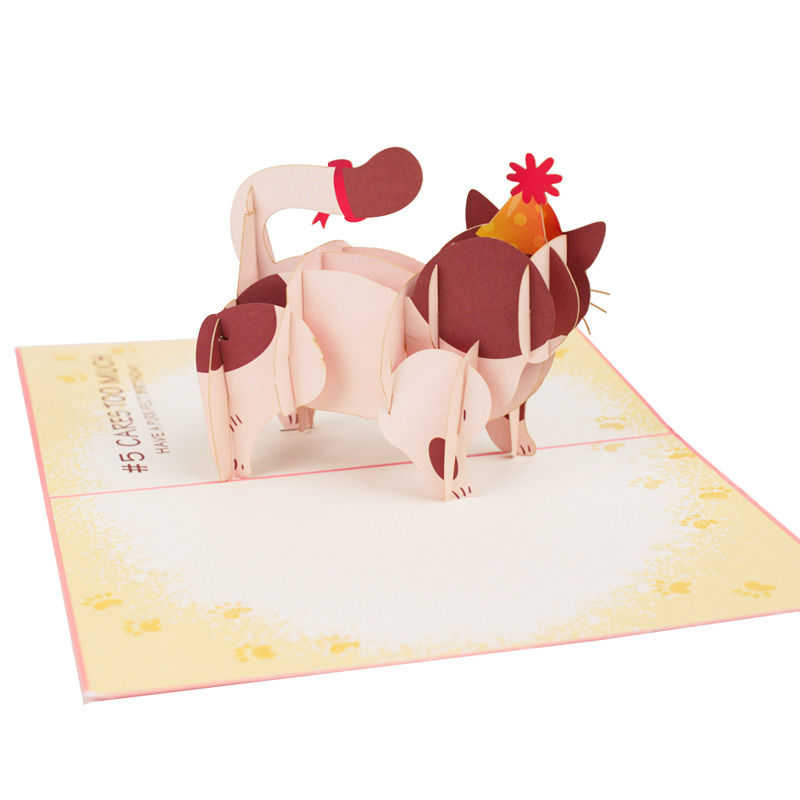 Thiệp 3D Hình Mèo - Birthday Cat Pop-up Card - Happy Propack HP0017