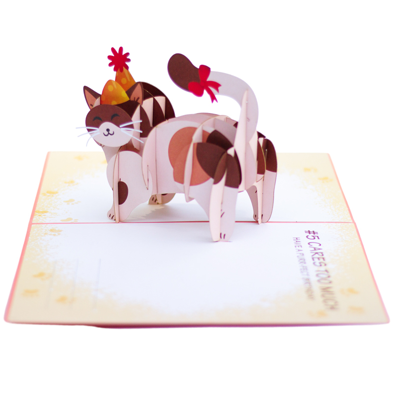 Thiệp 3D Hình Mèo - Birthday Cat Pop-up Card - Happy Propack HP0017