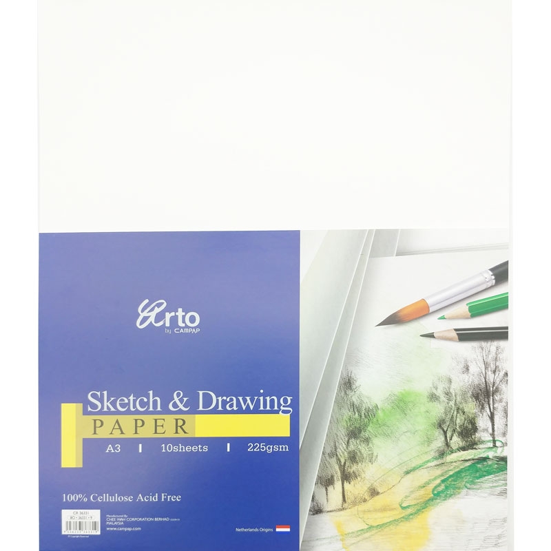 Tập 10 Tờ Giấy Vẽ A3 225gsm Sketch & Drawing Paper - CAMPAP CR36331 ...
