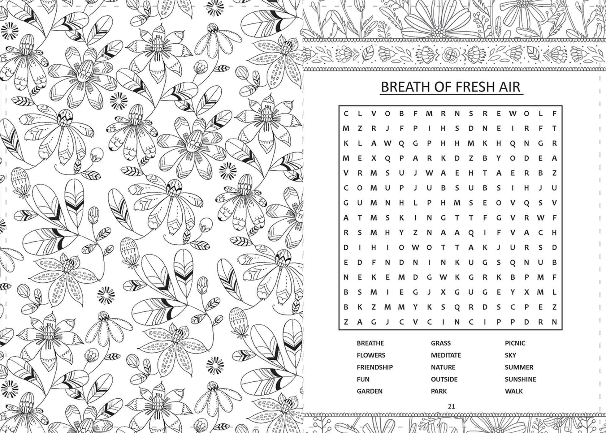Botanical Coloring Book & Word Search - FAHASA.COM