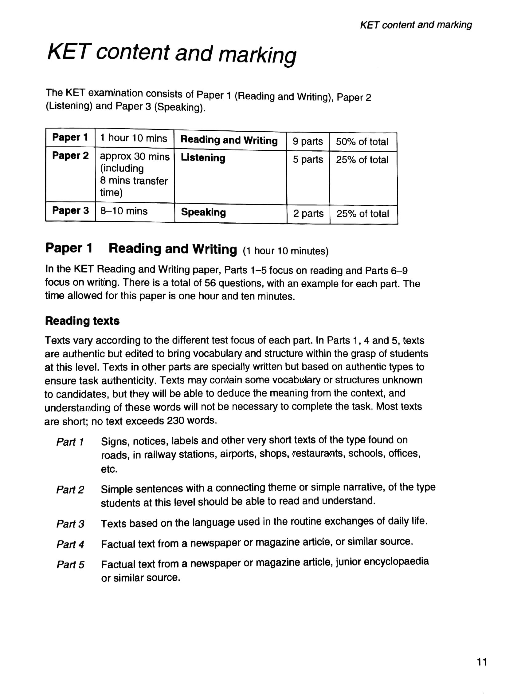 Cambridge Key English Test 1 Teacher's Book