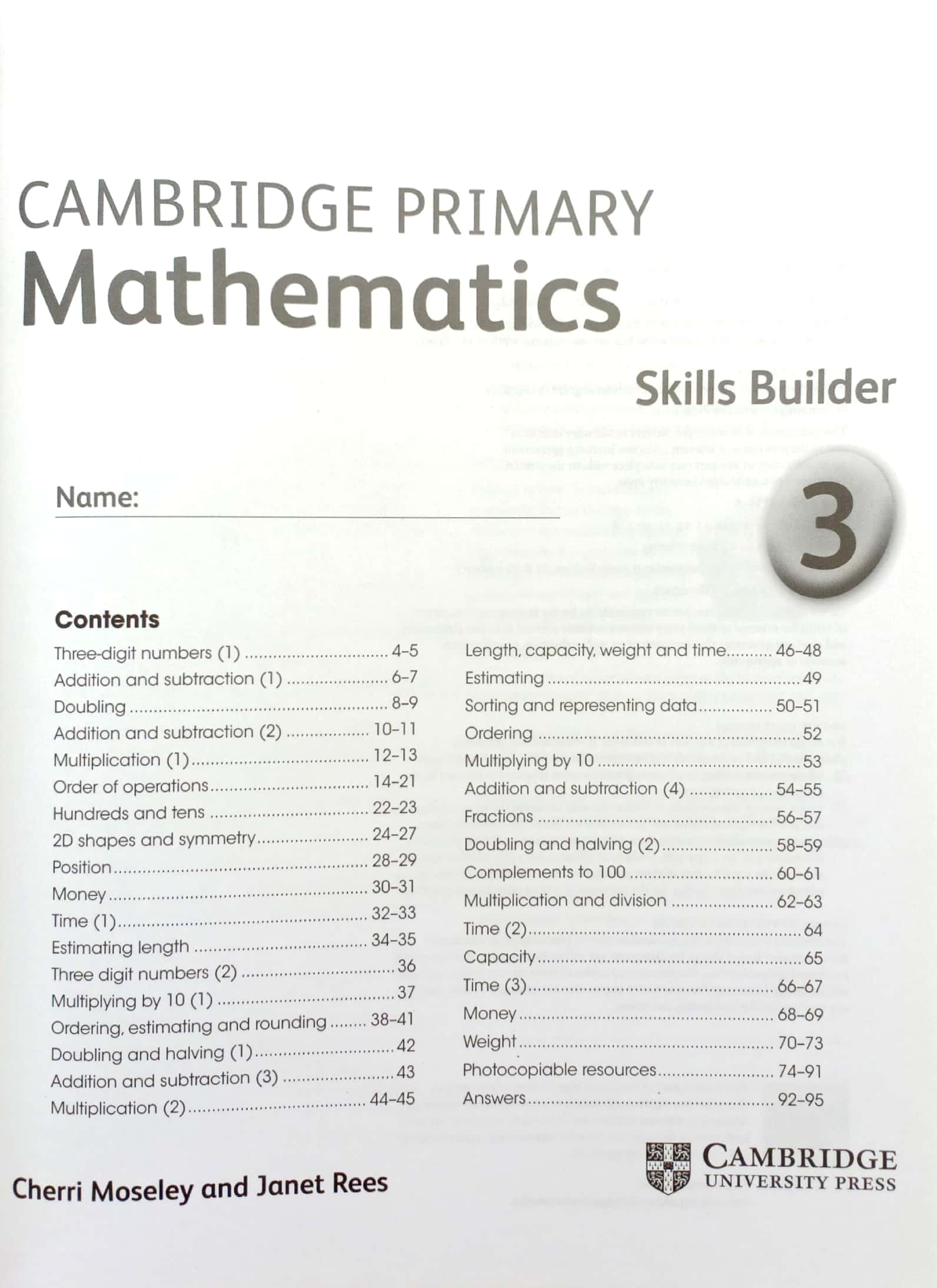 Cambridge Primary Mathematics Skills Builder 3 (Cambridge Primary Maths ...