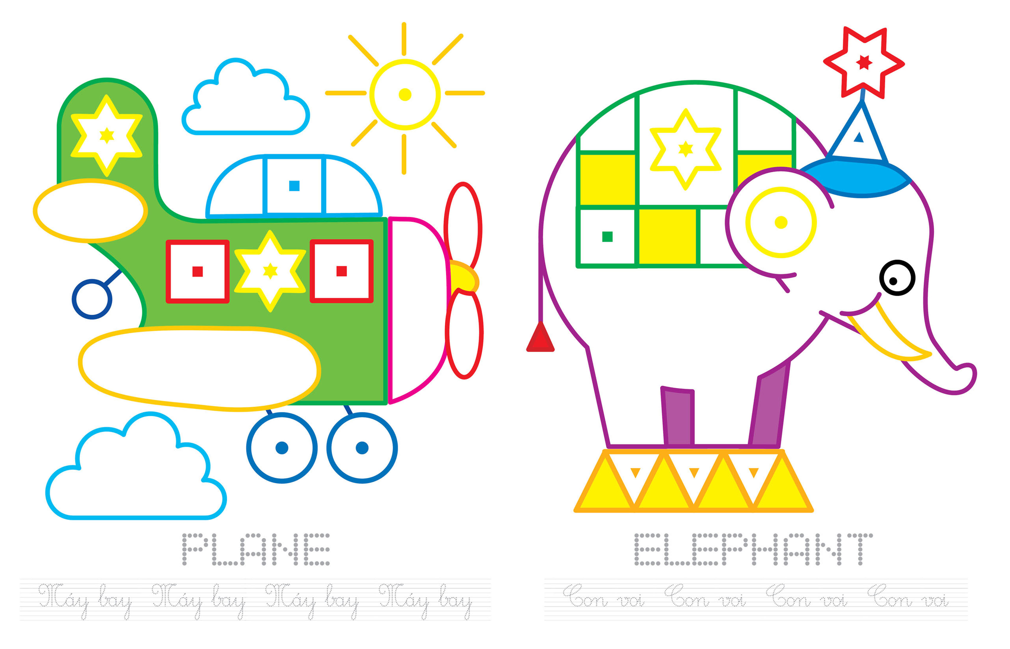 Sách Dán Hình, Tô Màu Và Tập Viết - Quyển 1 - FAHASA.COM