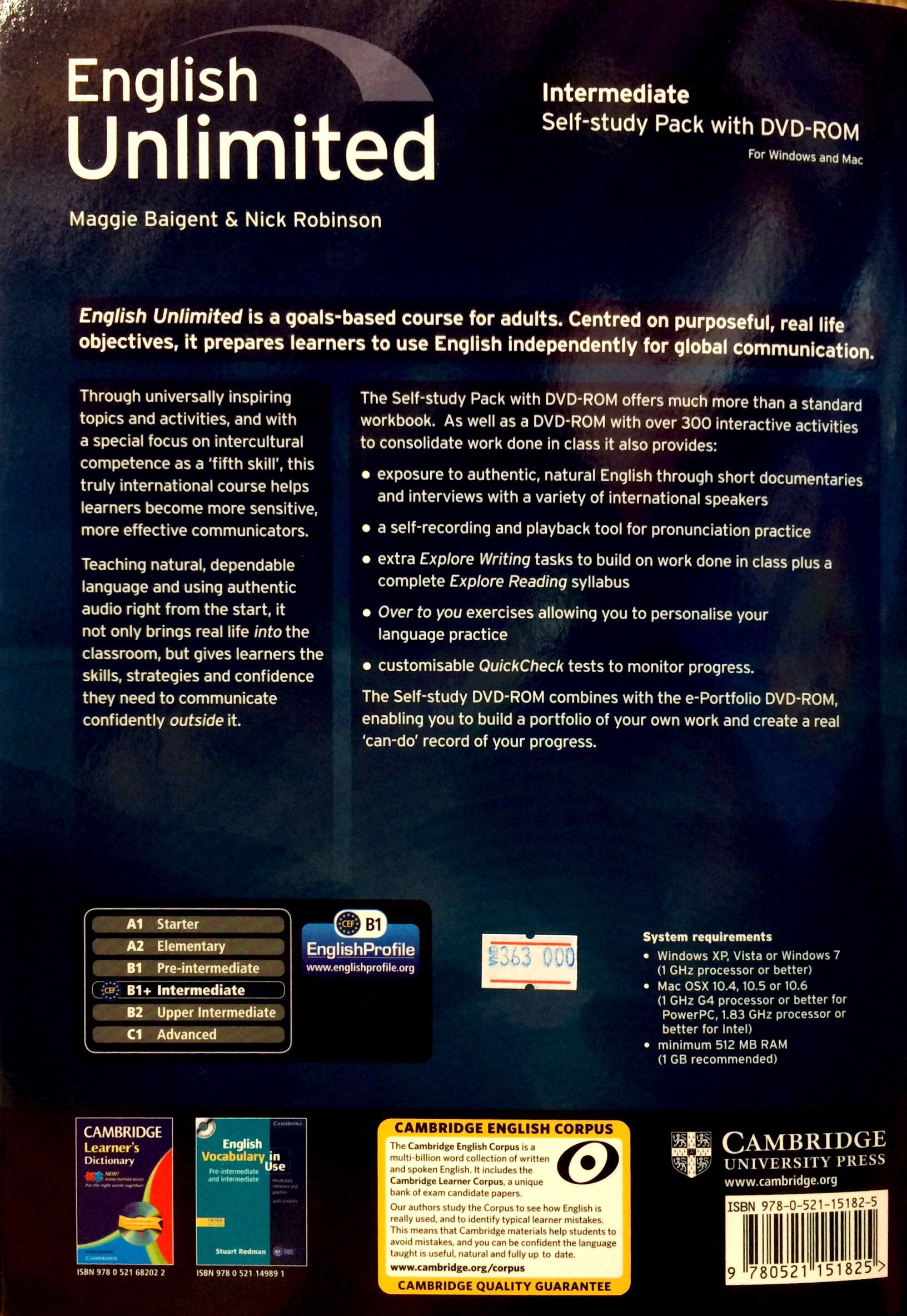 English Unlimited Intermediate Self-study Pack (workbook with DVD-ROM)