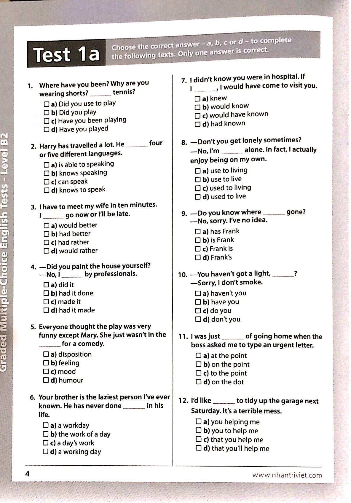 Graded Multiple - Choice English Test Level B2 (Không CD) PDF - Tờ Khai ...