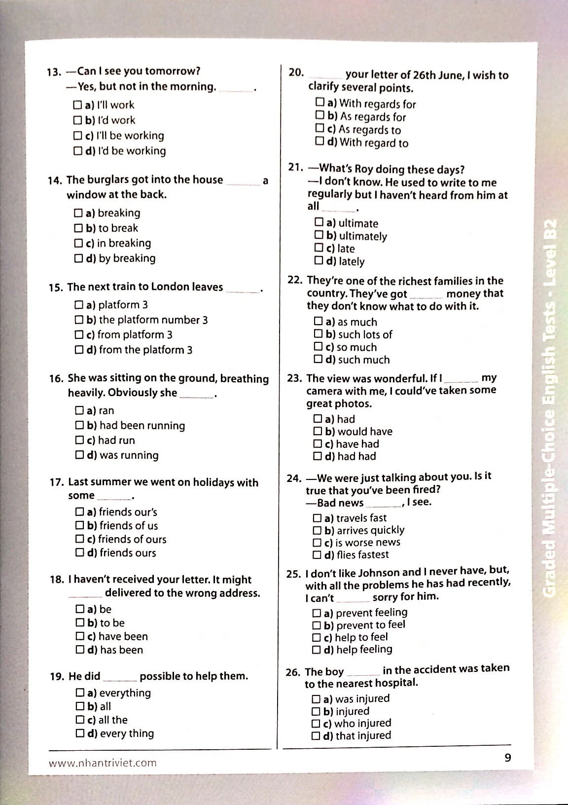 Graded Multiple - Choice English Test Level B2 Không CD PDF - YDS.EDU.VN