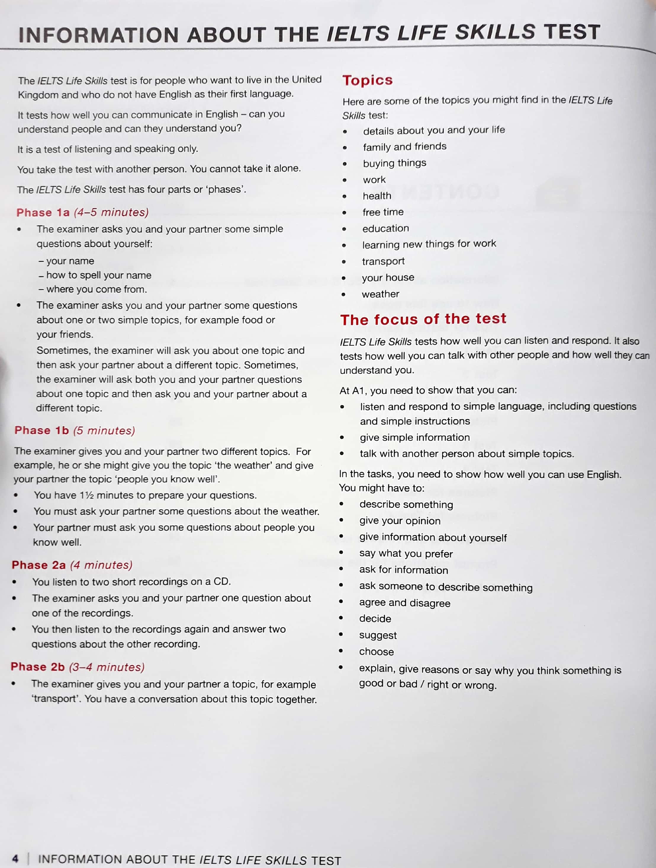 IELTS Life Skills Official Cam Test Practice A1 SB With Answers S ch