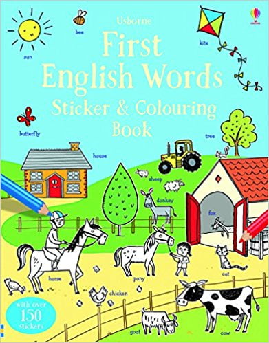 First English Words Sticker & Colouring Books
