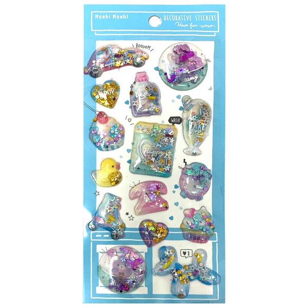 Sticker Hình Nổi Moshi Moshi 010 - Mẫu 2 - Xanh Da Trời - FAHASA.COM