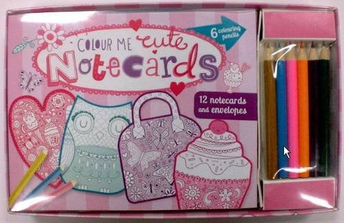Colour Me Cute Notecards (with 6 Colouring Pencils, 12 Notecards and 12 ...