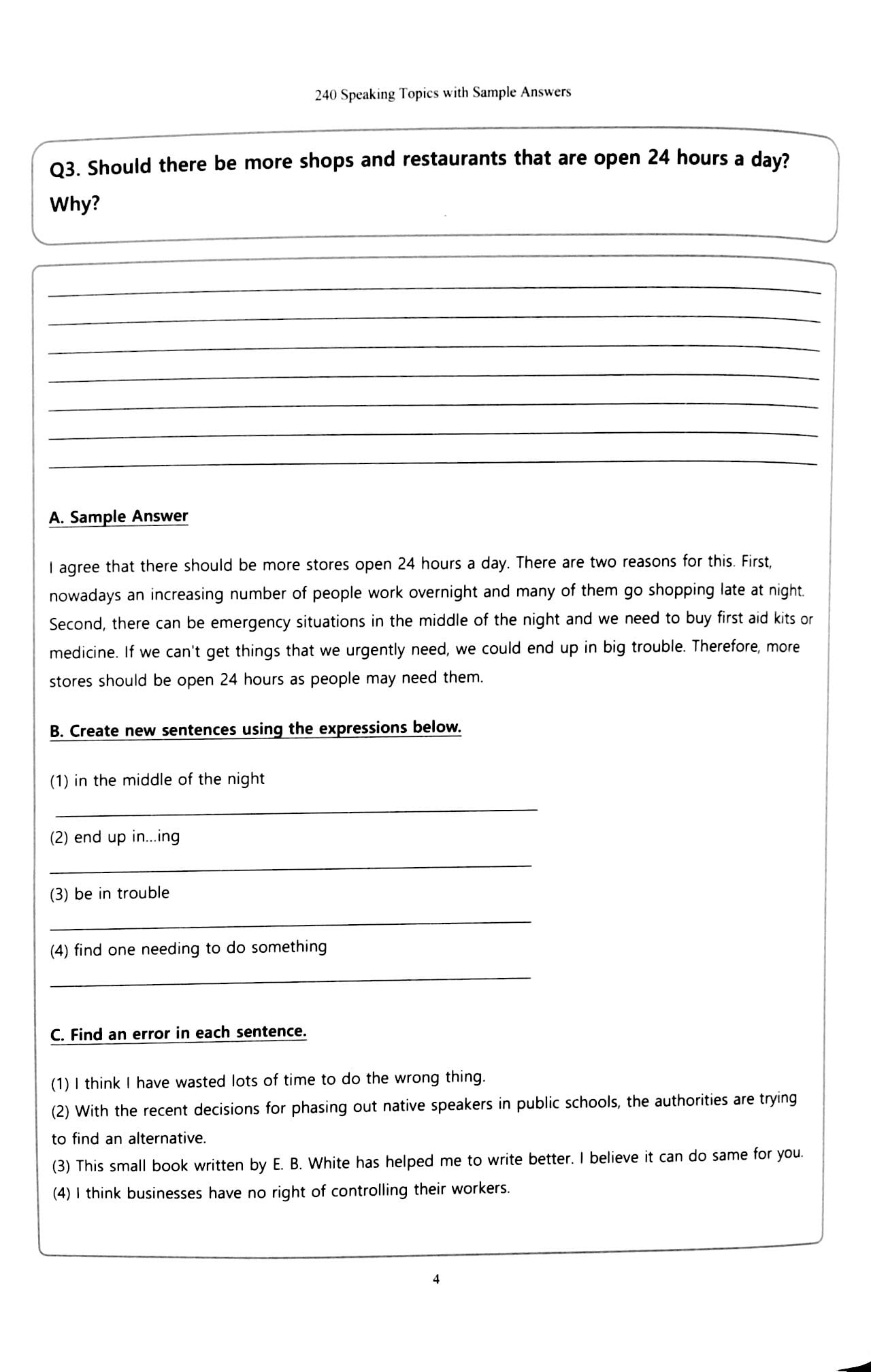 Sách Like Test Prep 240 Speaking Topics With Sample Answers - Vol. 1 ...