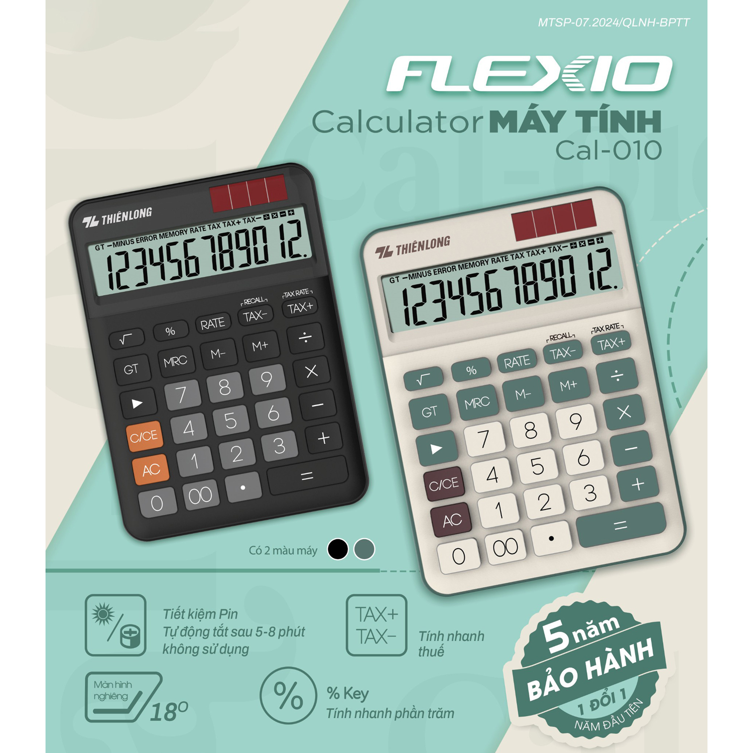 Máy Tính Văn Phòng Flexio - Thiên Long CAL-010 - Màu Xanh - FAHASA.COM