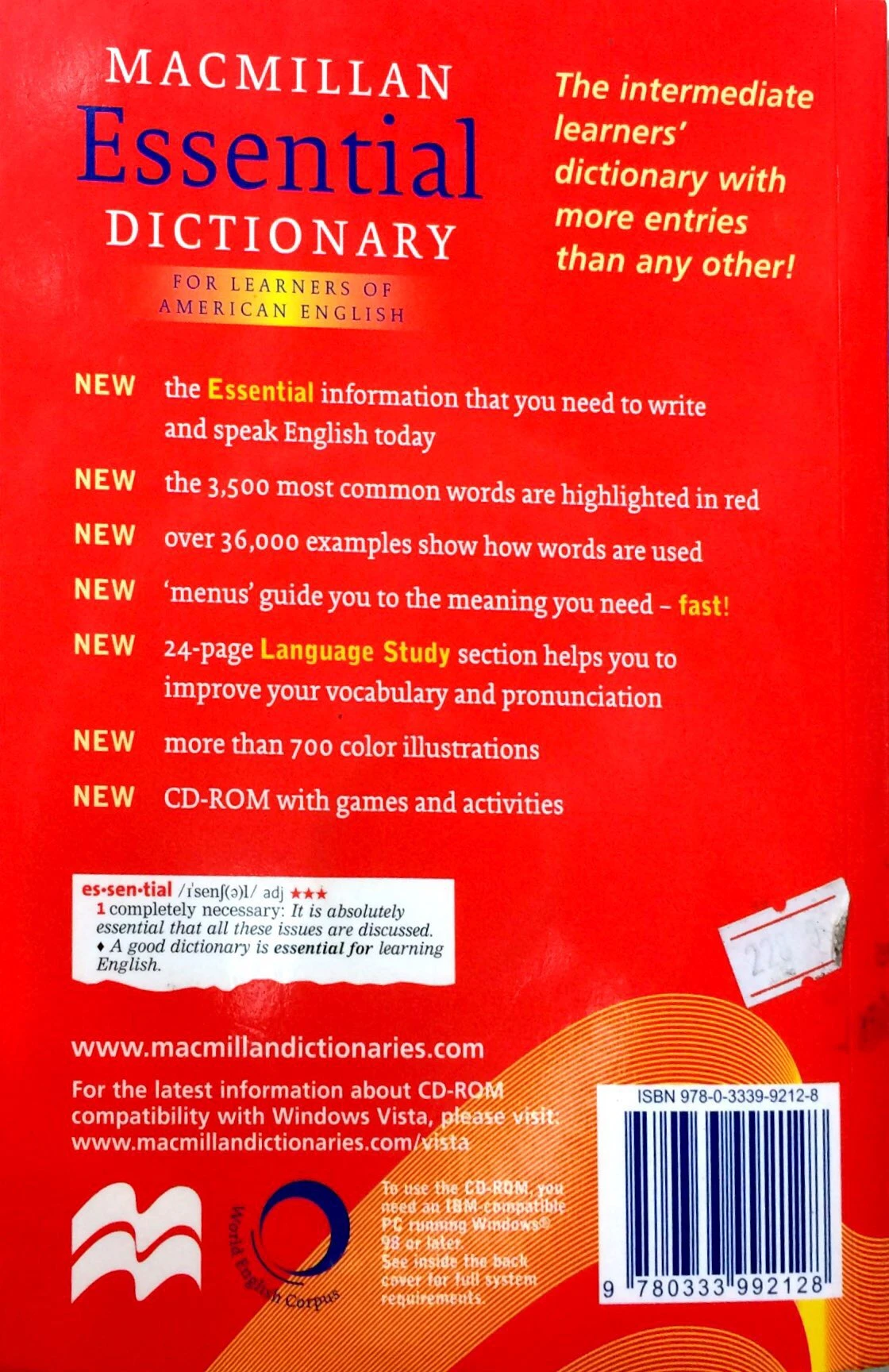 Macmillan Essential Dictionary Inter PB w/CD ( AM Engl ) - FAHASA.COM