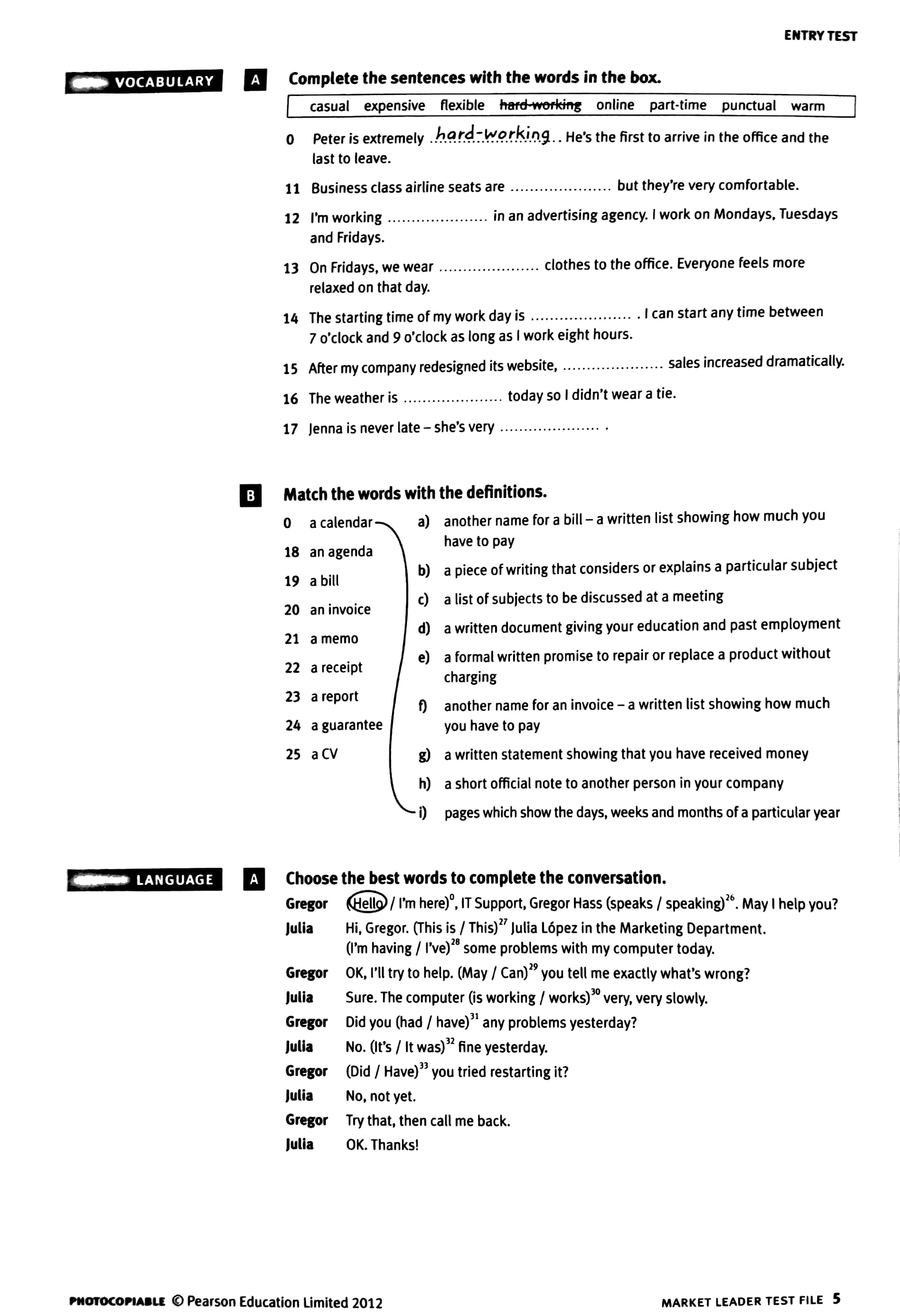 Market Leader 3Rd Edition Pre-Intermediate Test File - FAHASA.COM
