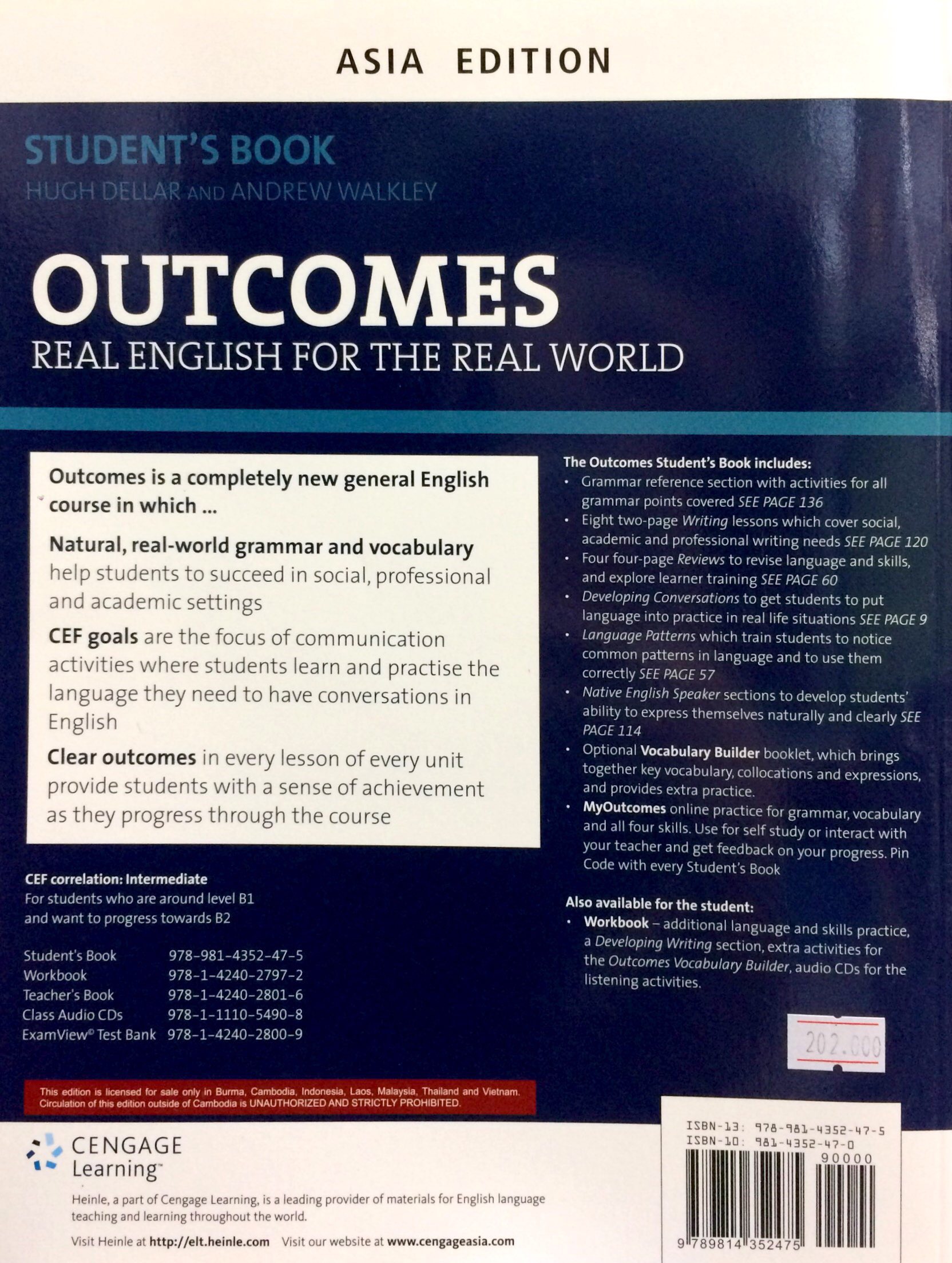 Outcomes Intermediate - Student Book + Pin Code (Asia) - FAHASA.COM