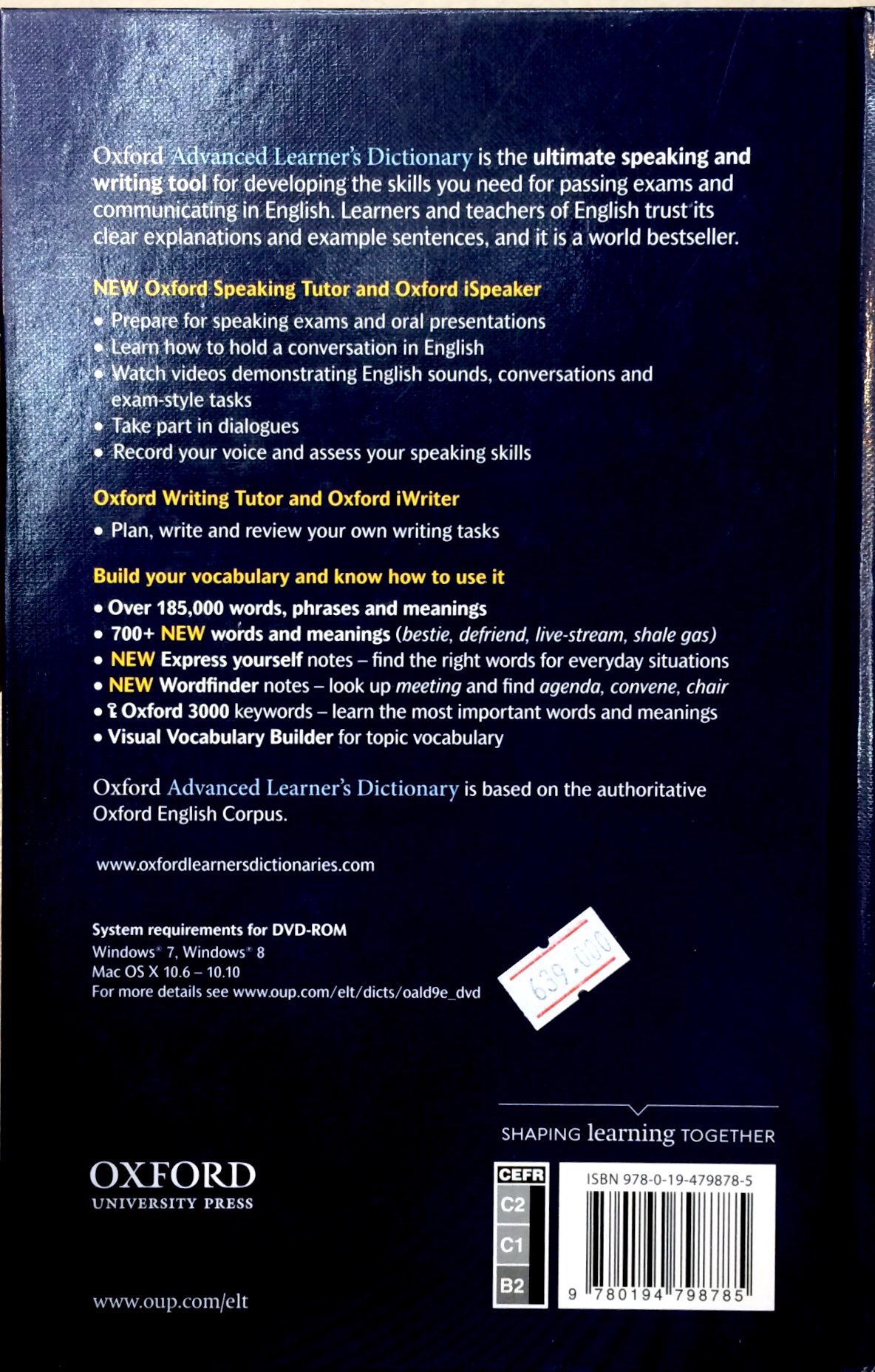 Oxford Advanced Learner's Dictionary, 9th Edition - Hardback with DVD-ROM - FAHASA.COM