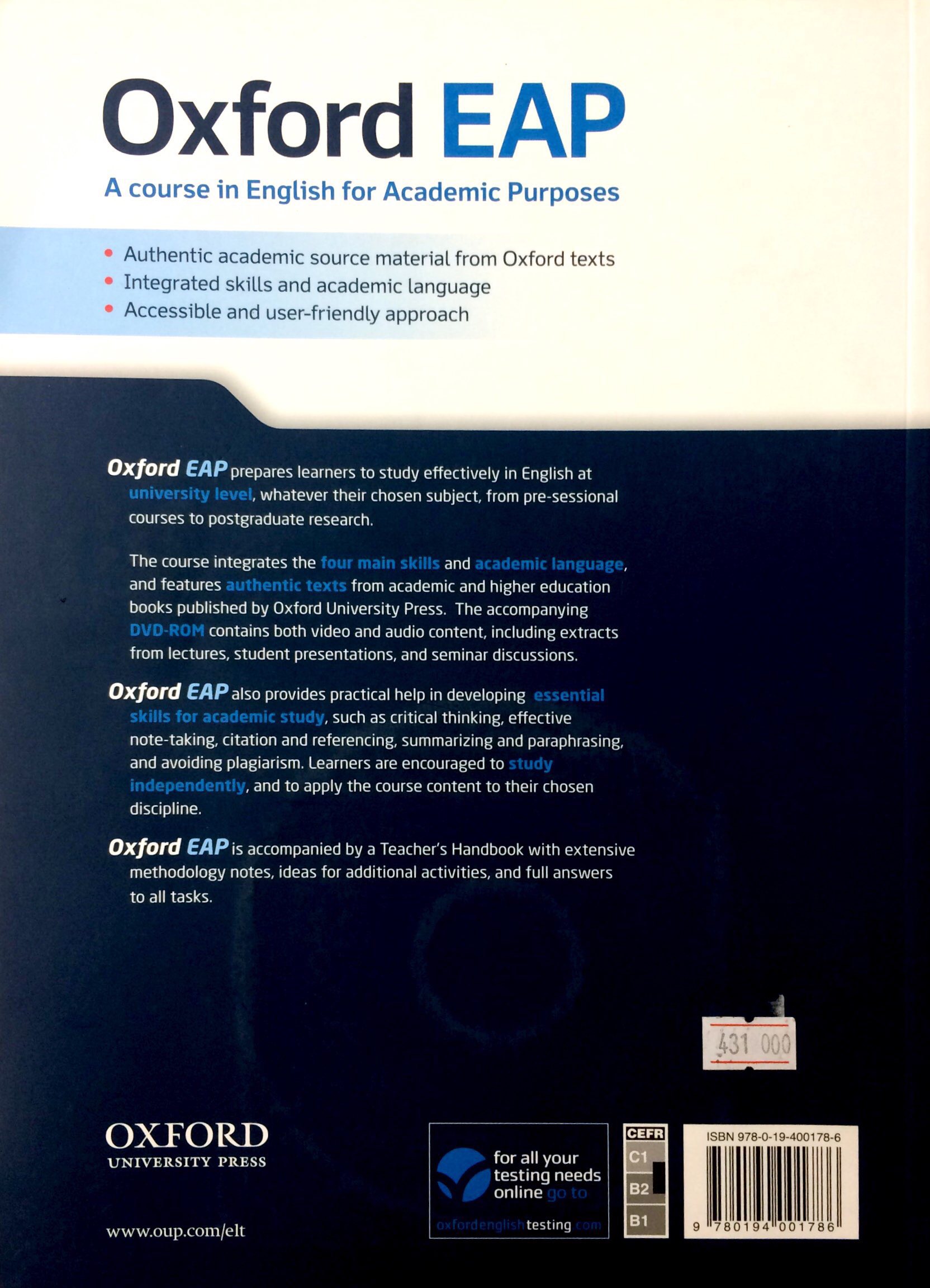 Oxford EAP: Upper-Intermediate/B2: Student's Book And DVD-ROM Pack ...