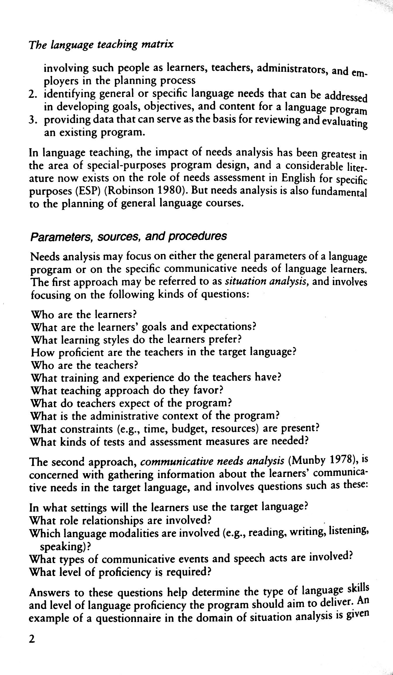 The Language Teaching Matrix