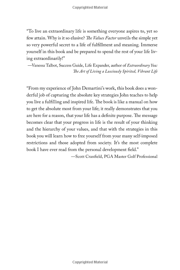 The Values Factor : The Secret to Creating an Inspired and Fulfilling ...