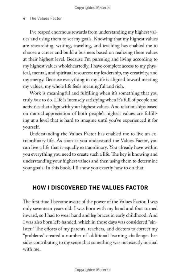 The Values Factor : The Secret to Creating an Inspired and Fulfilling ...