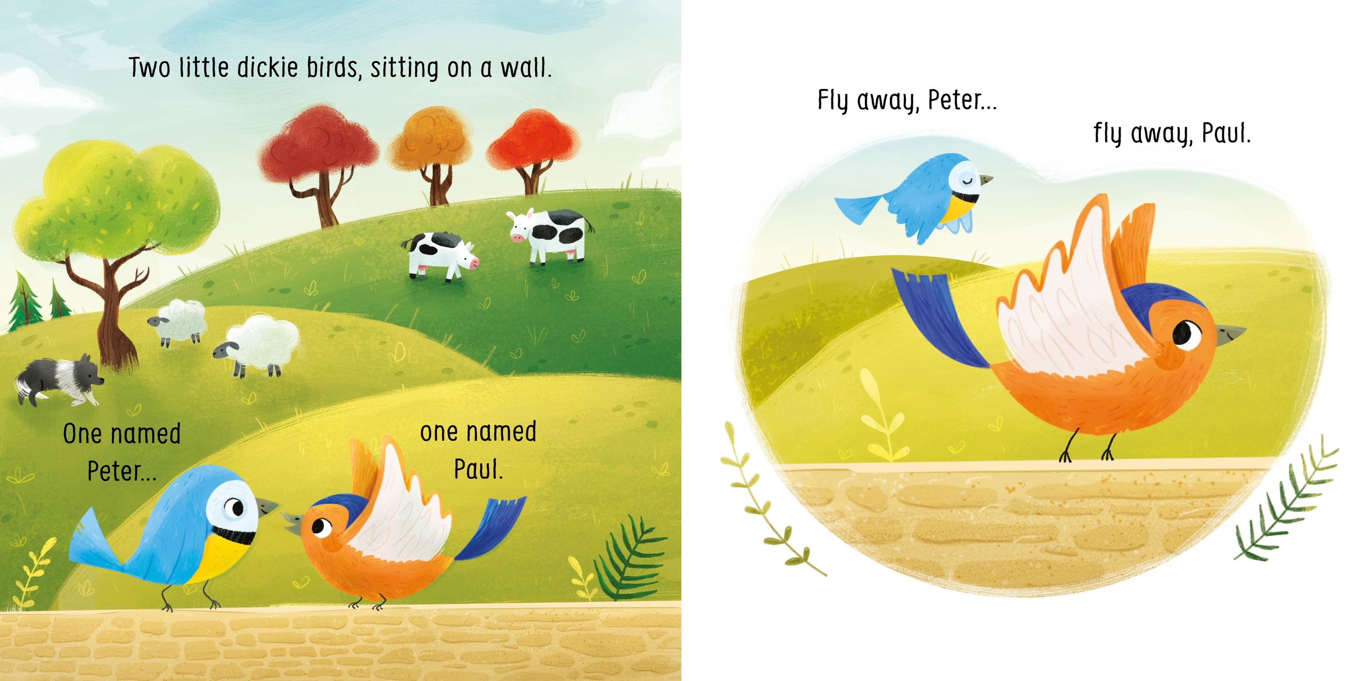 Usborne Little Board Books: Two Little Dickie Birds Sitting On A Wall ...