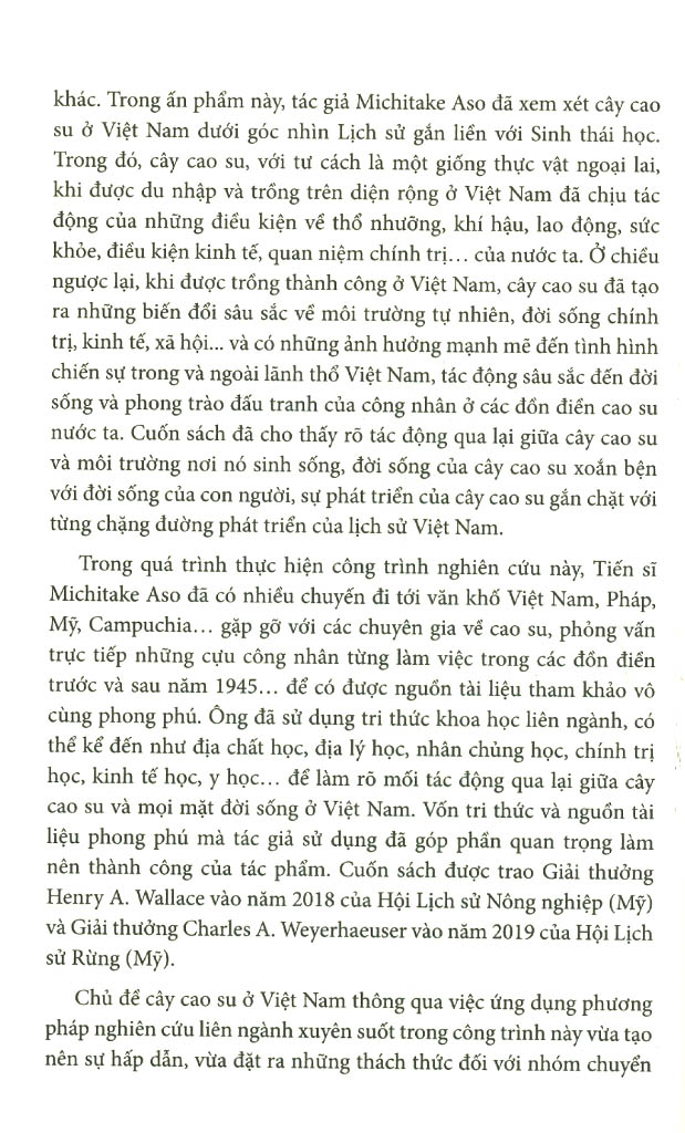 Sách Cây Cao Su Ở Việt Nam Dưới Góc Nhìn Lịch Sử Sinh Thái 1897 1975 Fahasacom