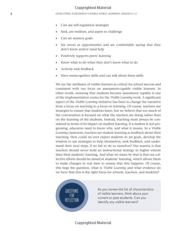 Developing Assessment-Capable Visible Learners, Grades K-12: Maximizing ...