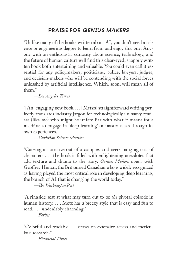 Genius Makers - The Mavericks Who Brought AI To Google, Facebook, And ...