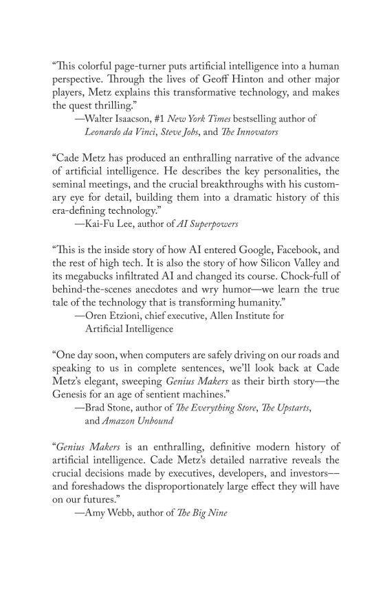 Genius Makers - The Mavericks Who Brought AI To Google, Facebook, And ...