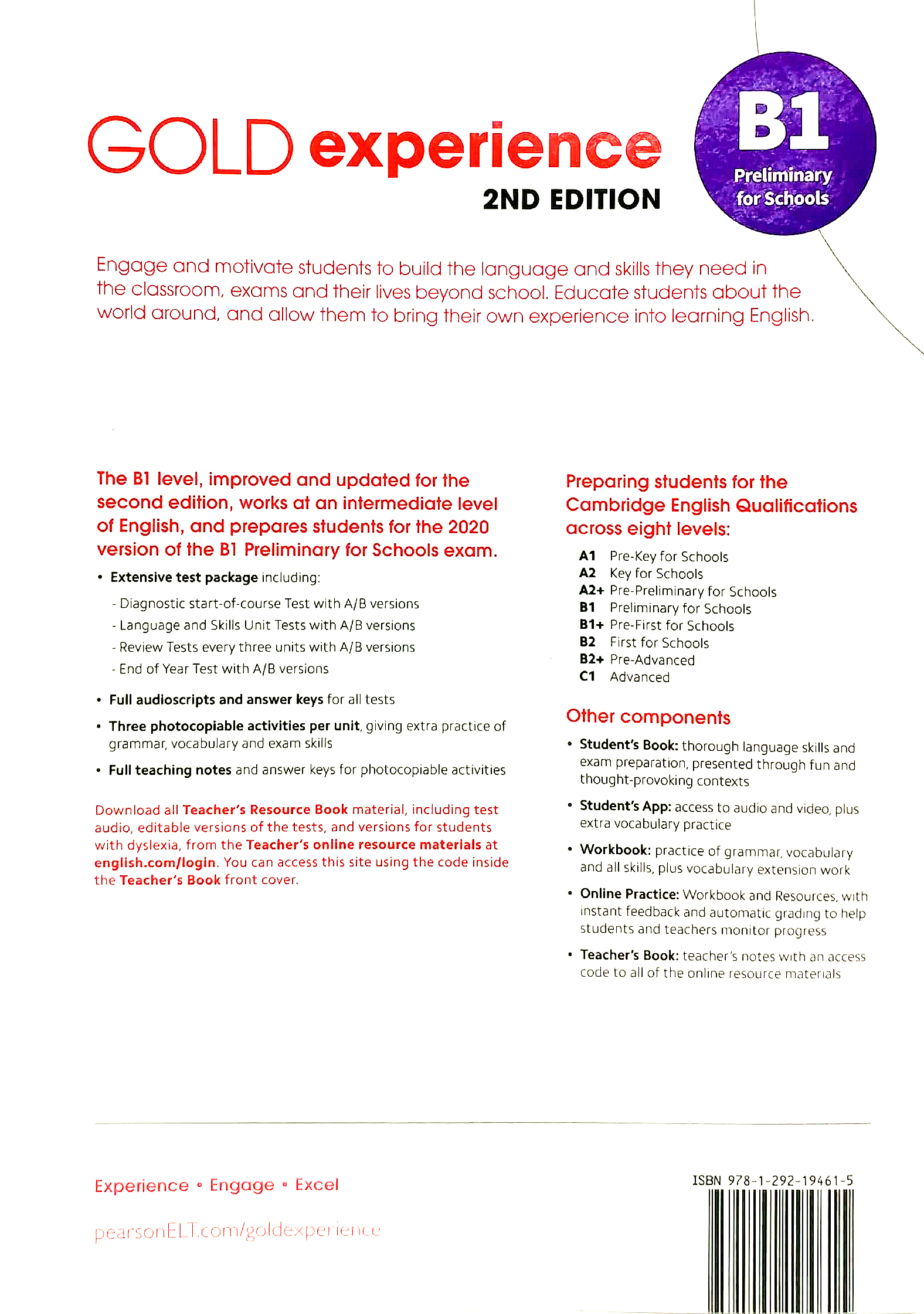 Gold Experience 2nd Edition Teacher's Resource Book Level B1 - FAHASA.COM