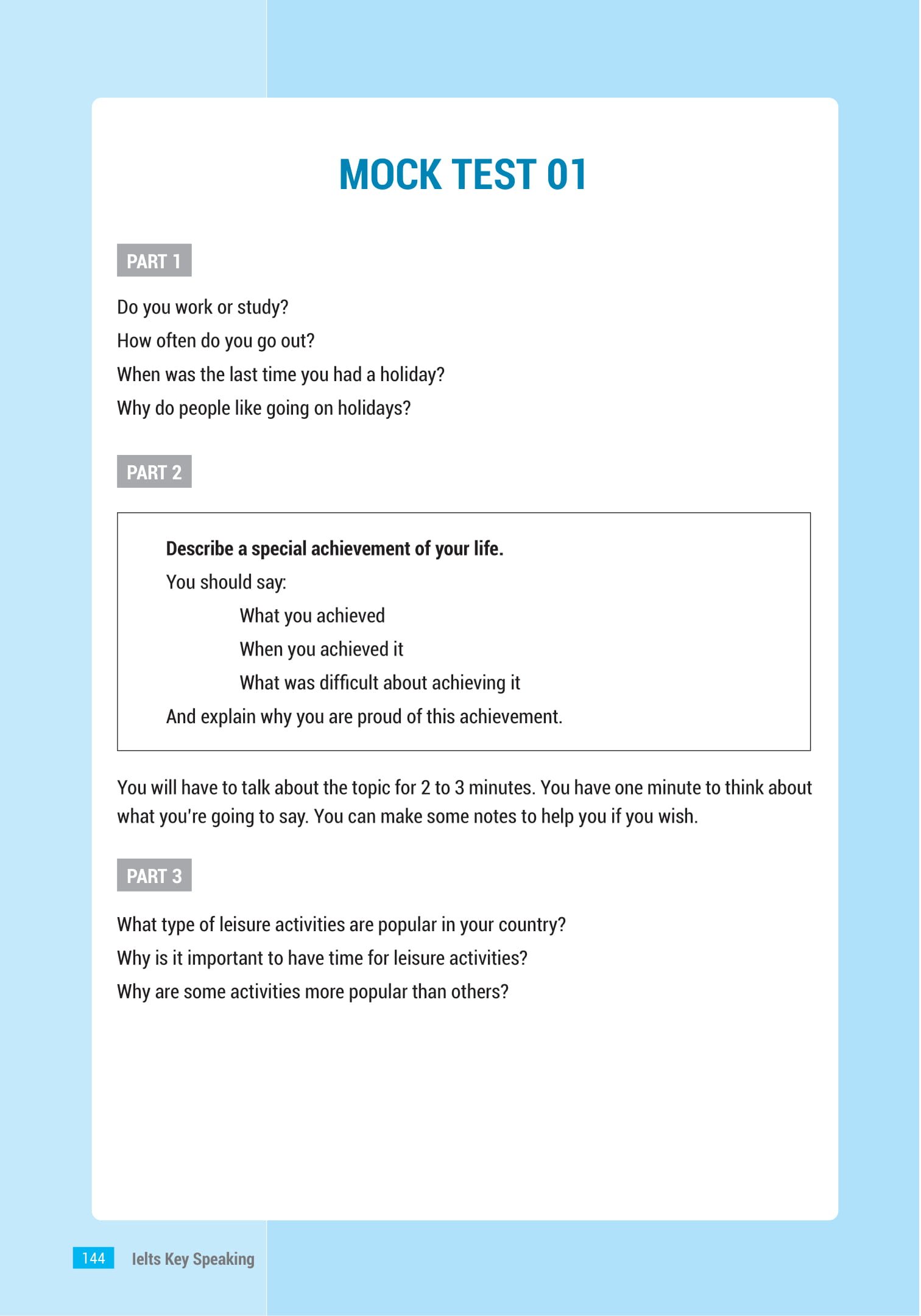 IELTS KEY SPEAKING - Công Thức Học Nhanh IELTS - Speaking Part 1, 2, 3 ...