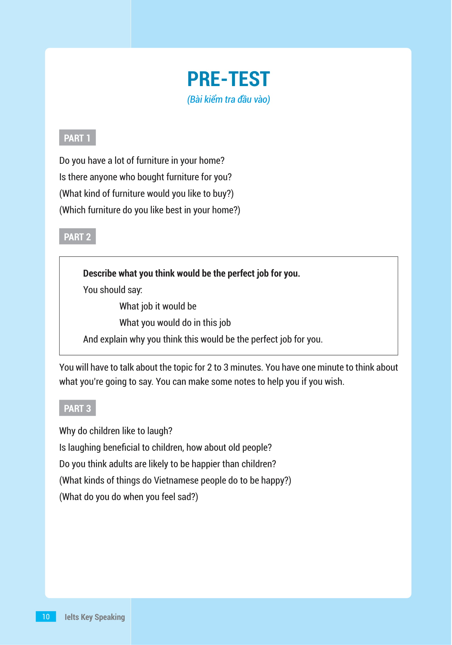 IELTS KEY SPEAKING - Công Thức Học Nhanh IELTS - Speaking Part 1, 2, 3 ...