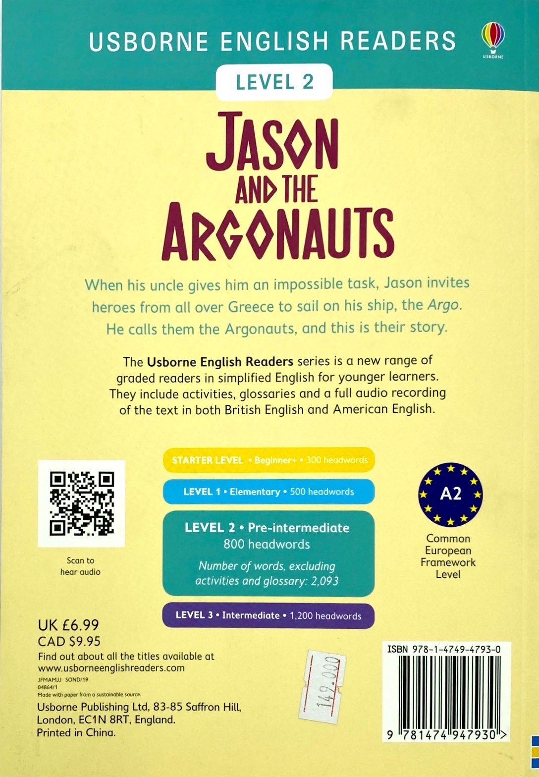 Jason And The Argonauts - Usborne English Readers Level 2 - FAHASA.COM