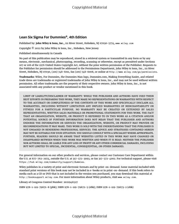 Lean Six Sigma For Dummies 4th Edition - FAHASA.COM