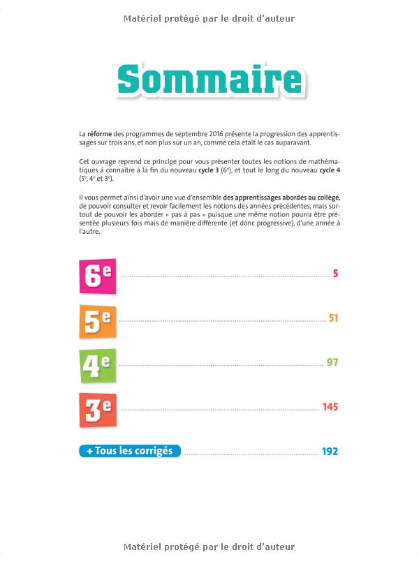 Les années de collège Maths
